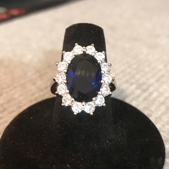 Jewelry | Stunning Blue Stone Cz Cocktail Ring | Poshmark